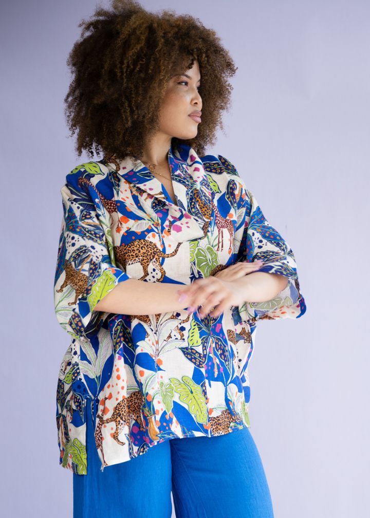 Blue Animal Print Top – Lacassa